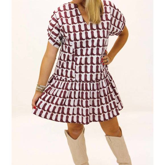 Brooke Wright | Dresses | New Brooke Wright Lucy Maroon Boot Dress In ...